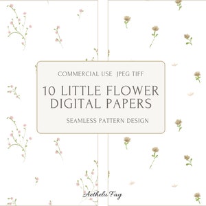 10 Little Flower Seamless Digital Paper Set Printable Papers Patterns ...