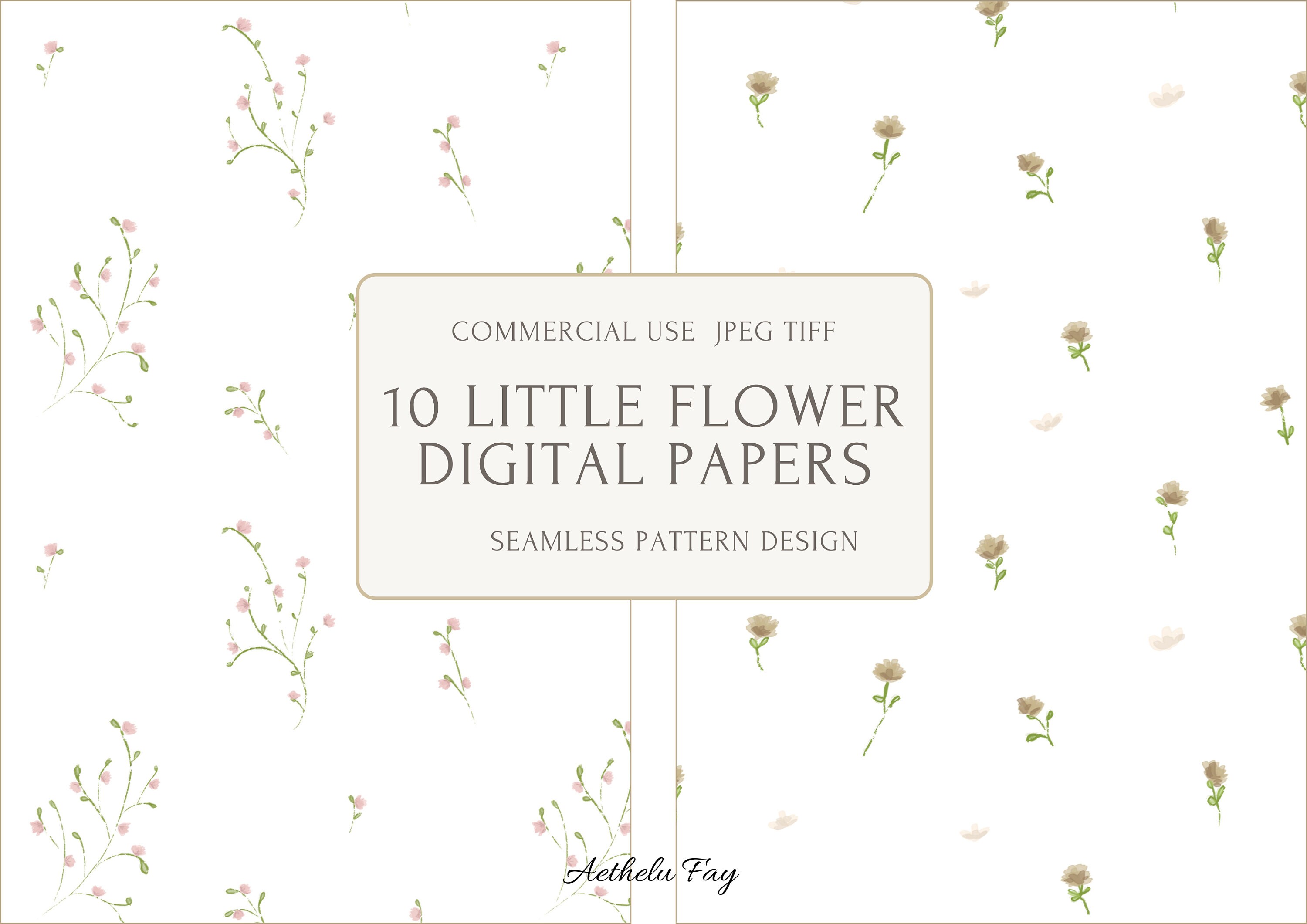 10 Little Flower Seamless Digital Paper Set Printable Papers Patterns ...