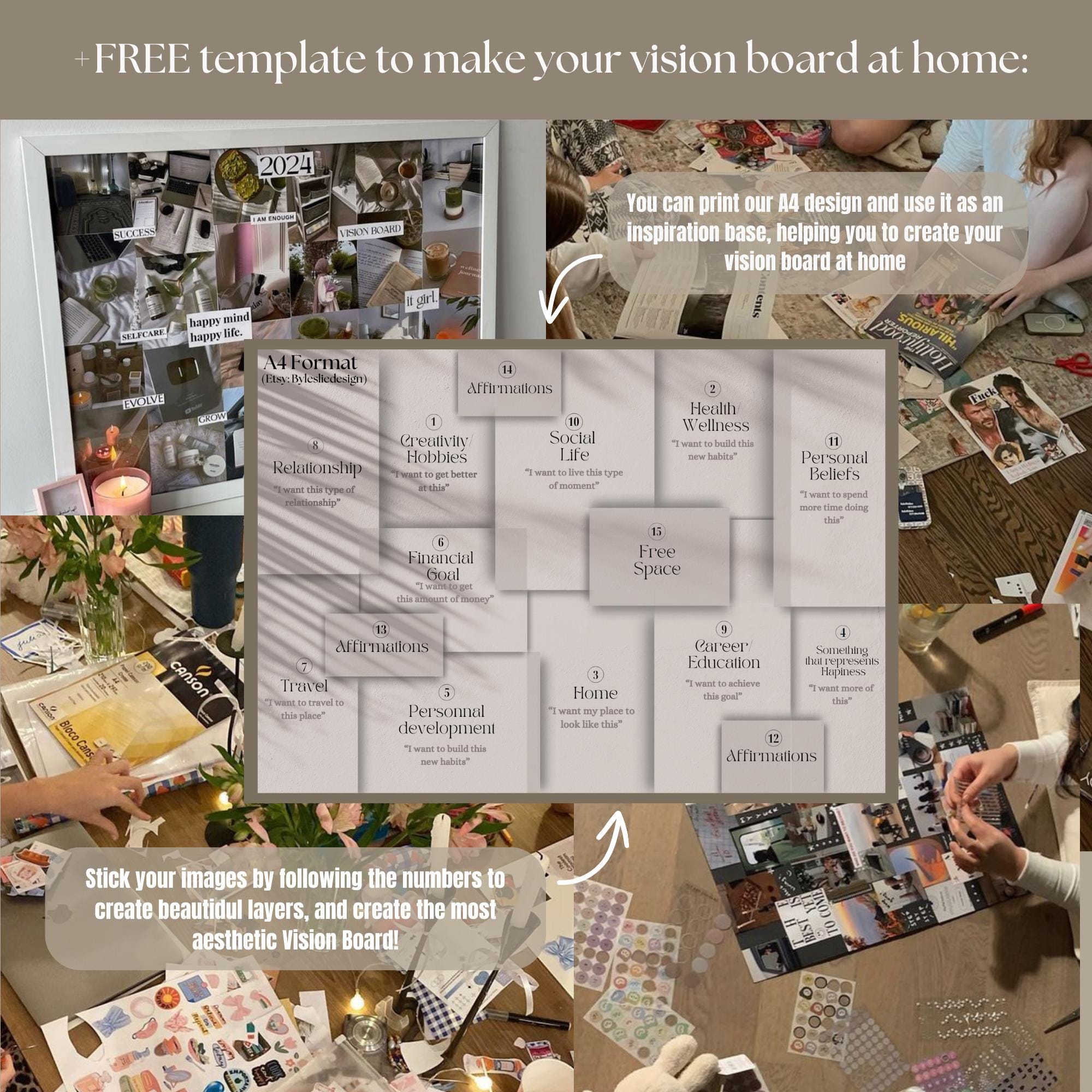 2025 Vision Board Template | Pinterest Aesthetic | Easy & Fast With ...