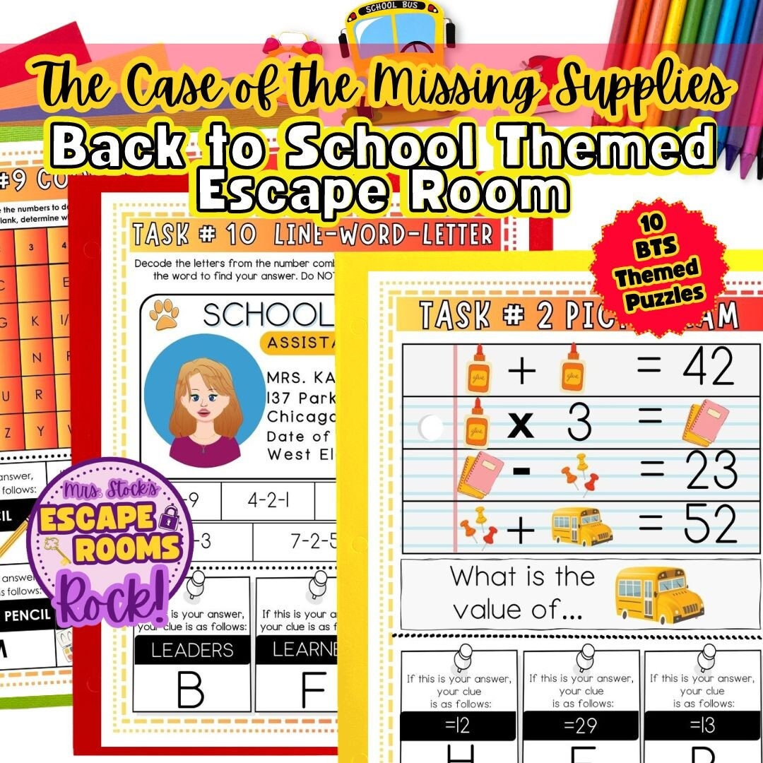 Back to School Themed Escape Room, Team Building Challenge - Etsy