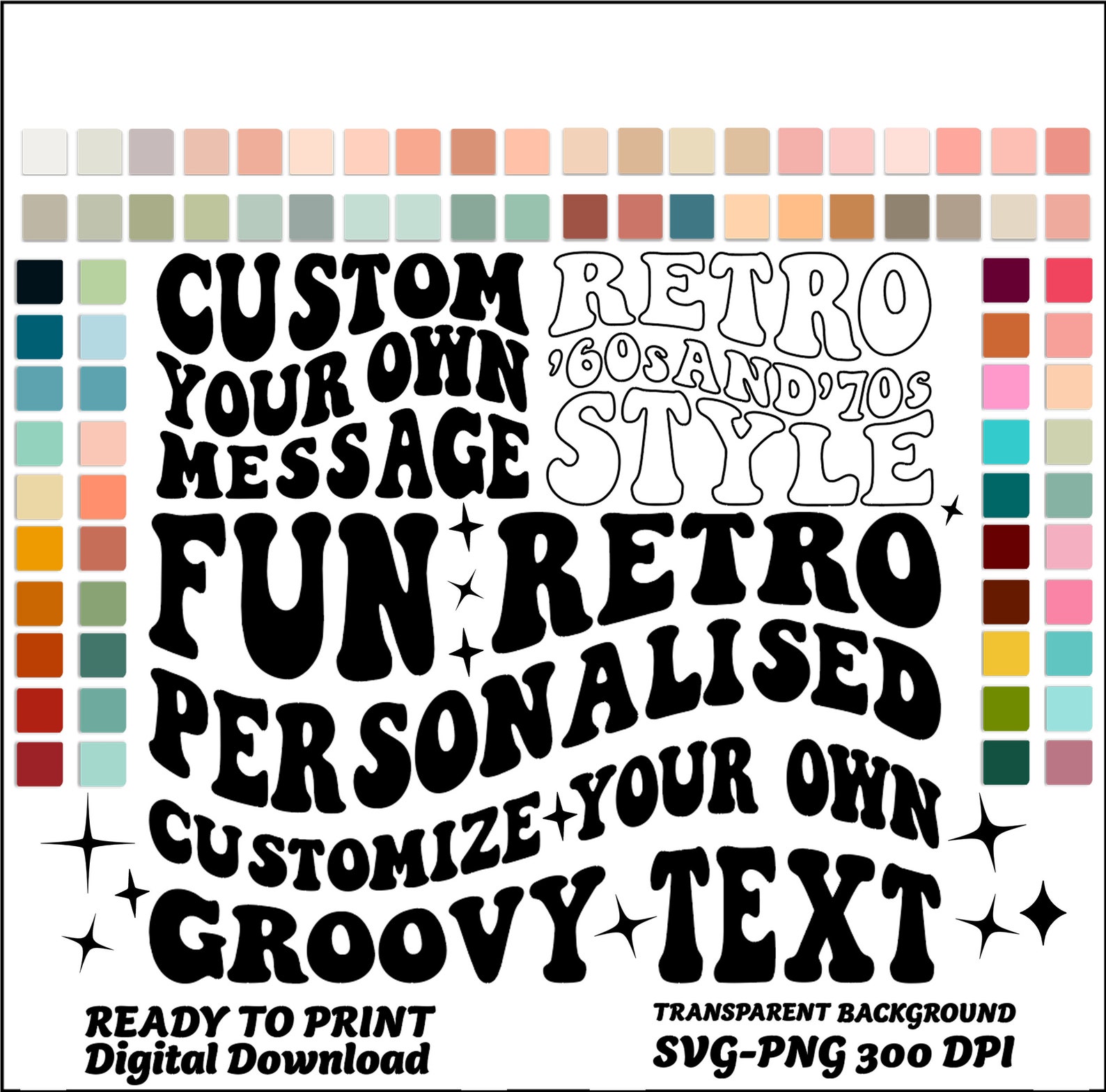 Custom Wavy Text Svg Png, Custom Wavy Font, Custom Wavy Stacked Letters ...