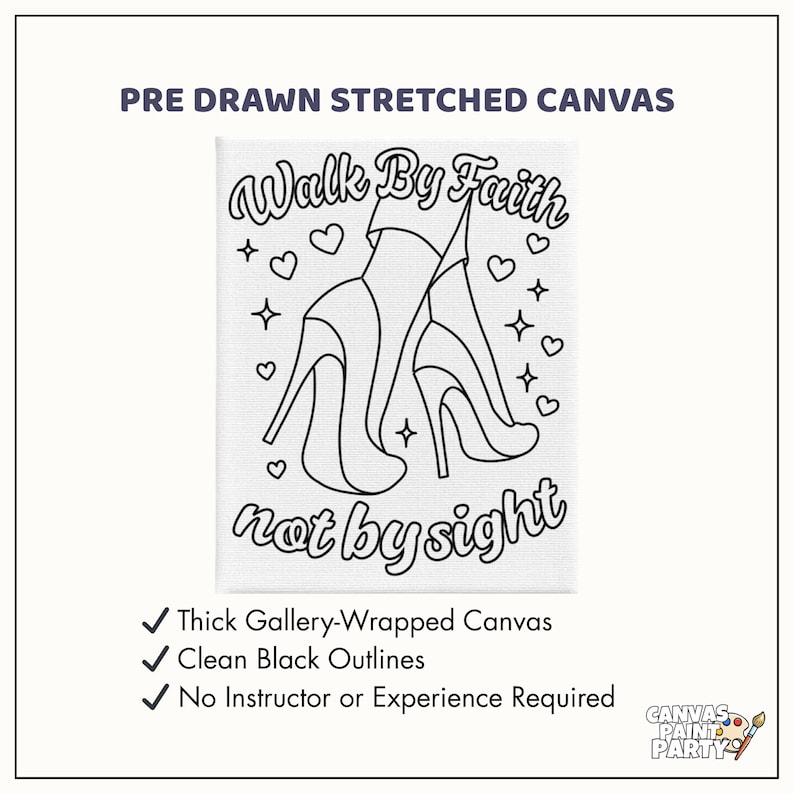 Walk by Faith Pre Drawn Canvas Painting Kit | Praise and Paint Church ...