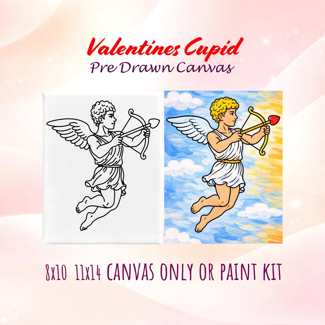 Cupid Paint Kit: Valentine's Day Canvas, DIY Paint & Sip - Etsy