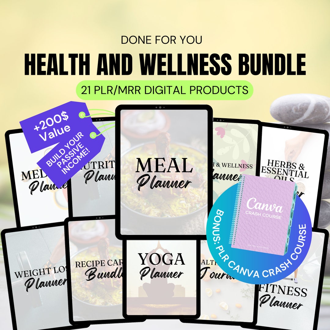 PLR Health and Wellness Bundle With Master Resell Right, PLR Digital Products, MRR, Meal Planner ...