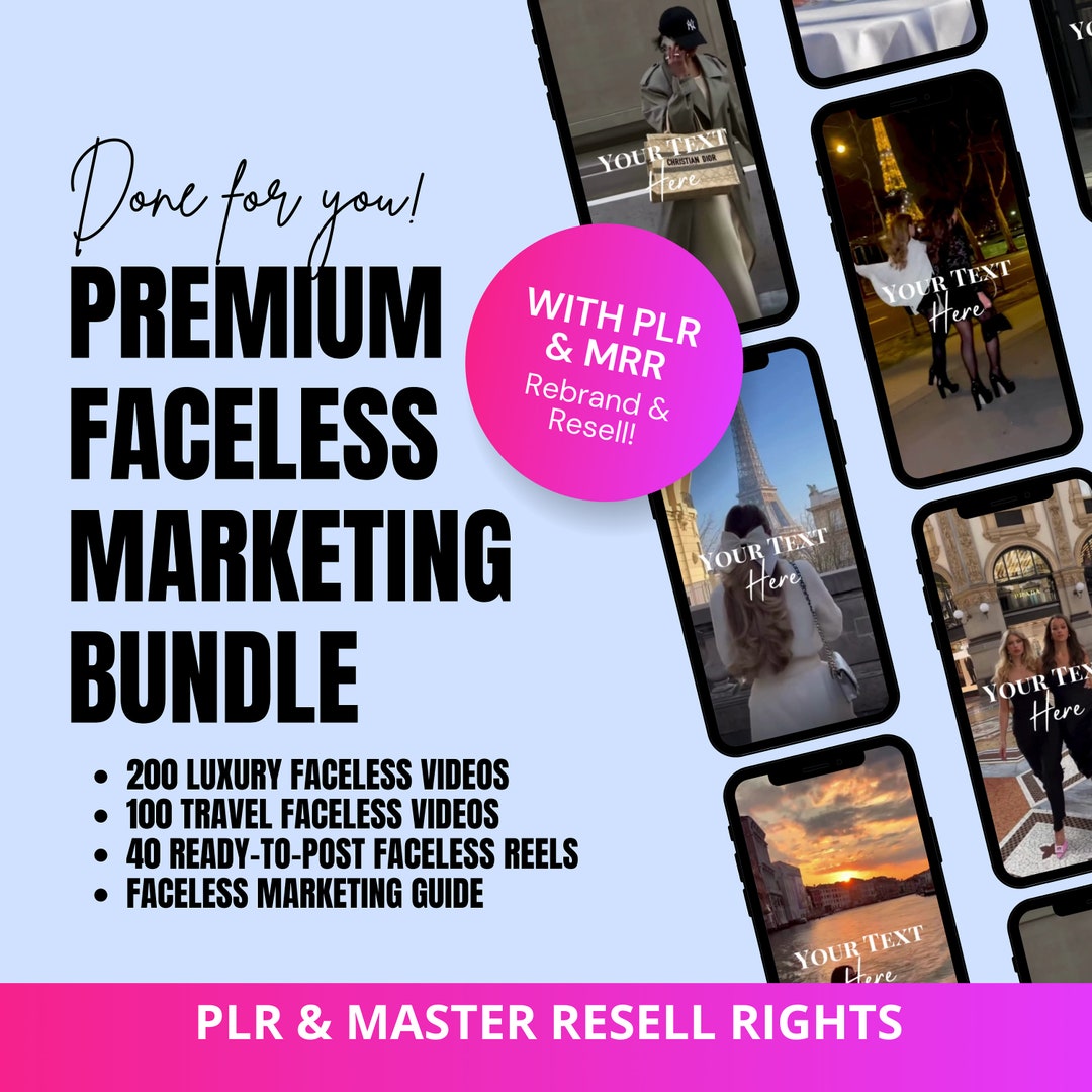 PLR Faceless Marketing Bundle, PLR & MRR Digital Product, Faceless ...