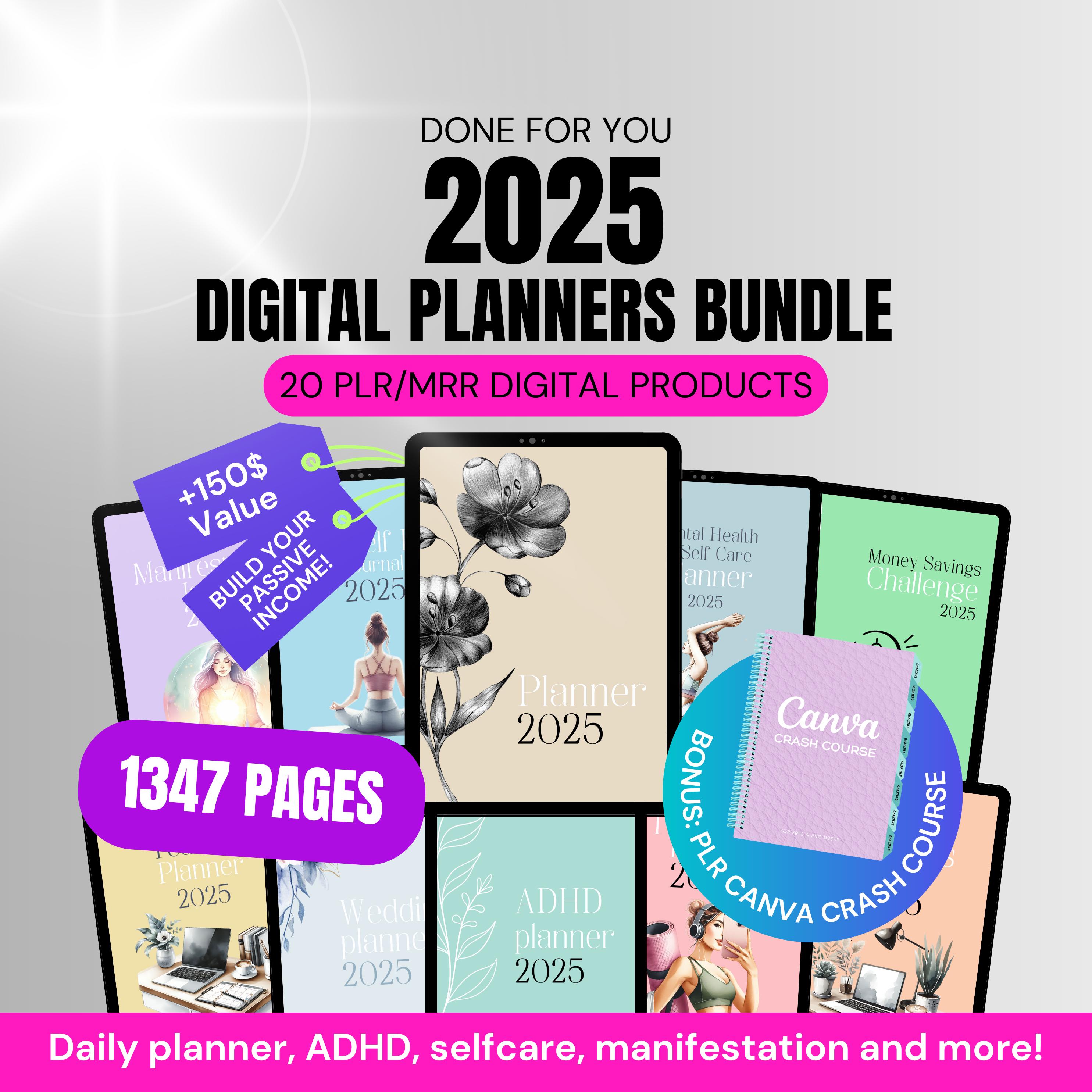 MRR PLR 2025 Digital Planner Bundle, Master Resell Rights, 2025 Digital ...