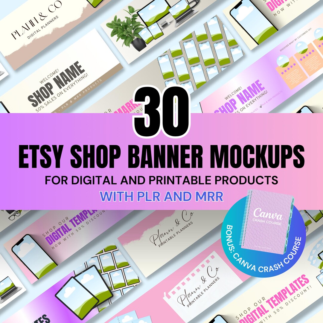 Etsy Shop Banner Mockups With PLR & MRR, for Digital and Printable ...