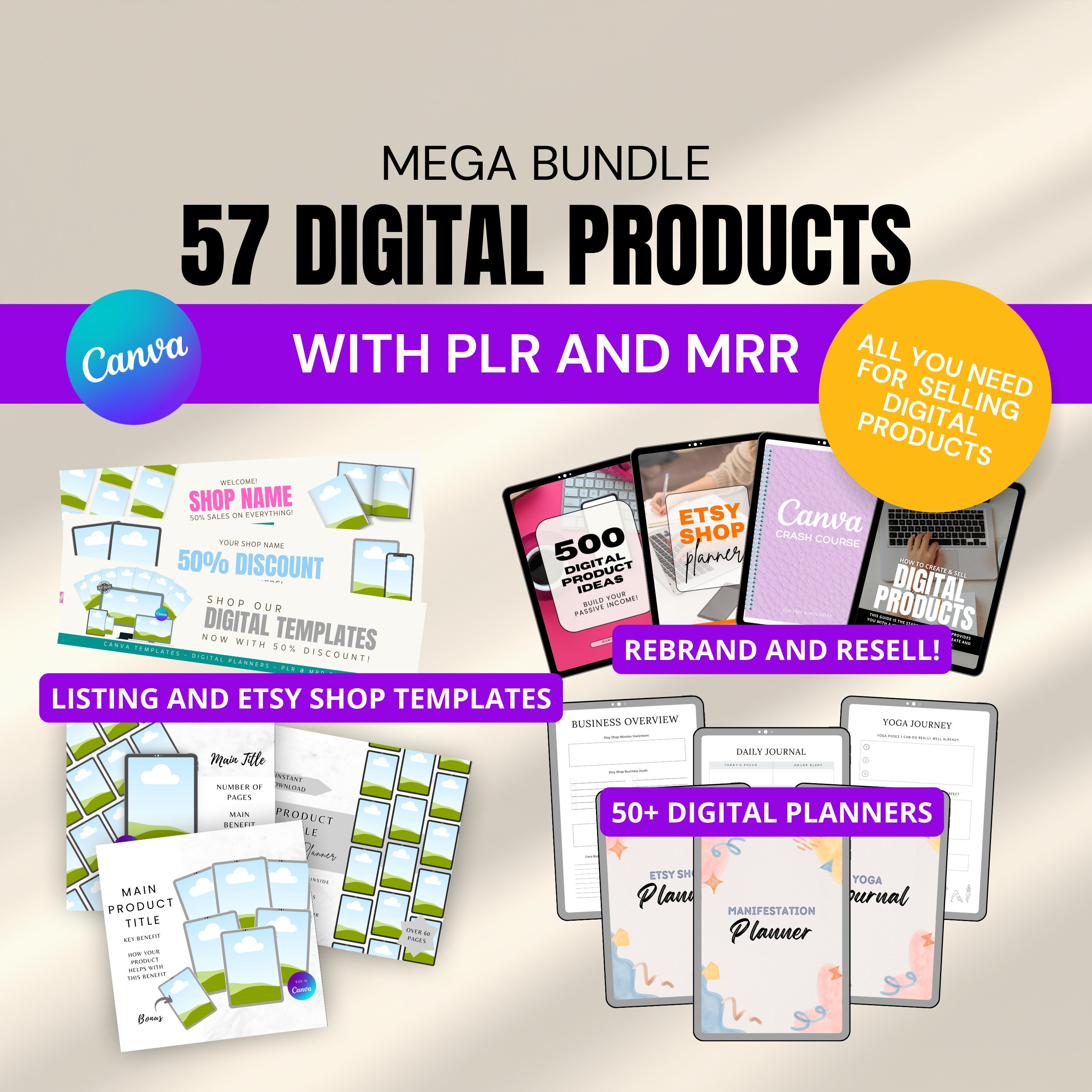 Digital Products Bundle With PLR & MRR, PLR Digital Product, Canva ...