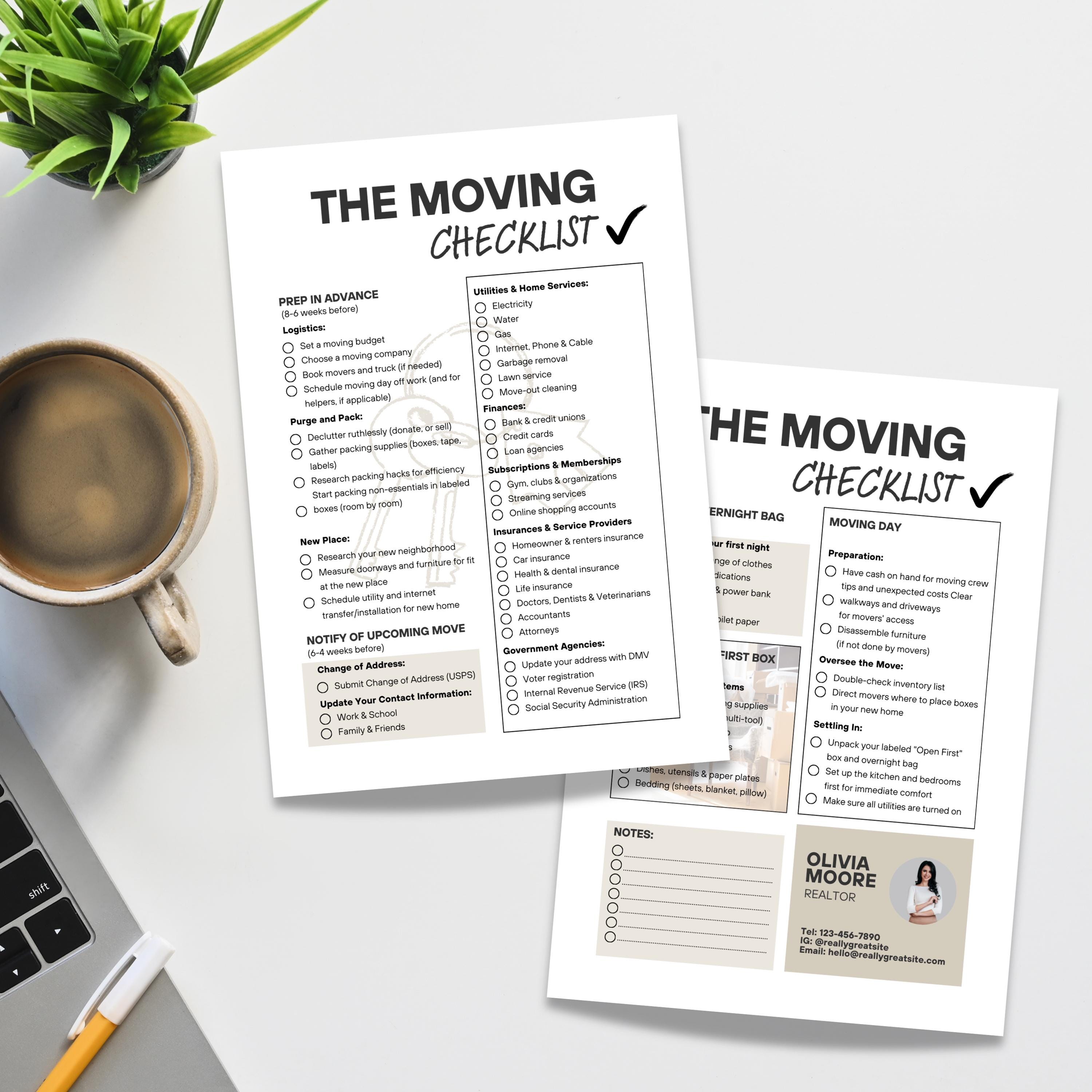 Real Estate Moving Checklist, Printable Moving To-do List, Moving ...