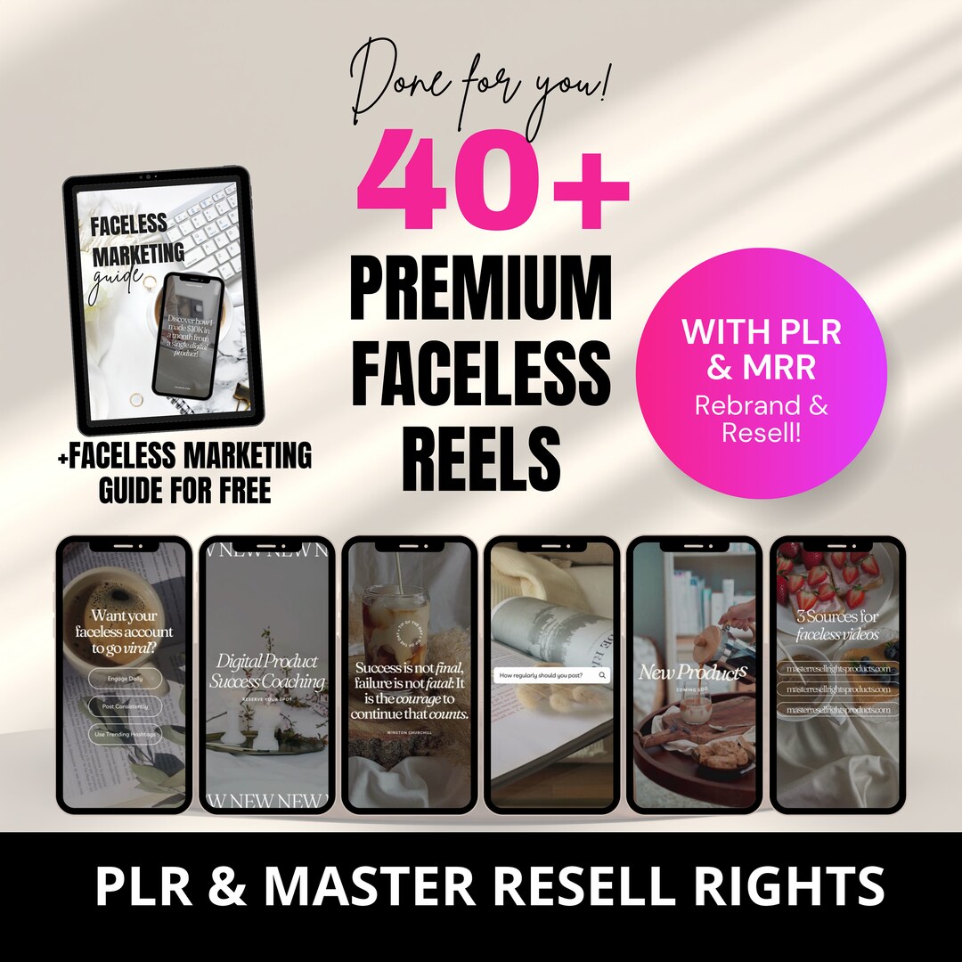 PLR Faceless Reels, Master Resell Rights and PLR, Faceless Marketing ...