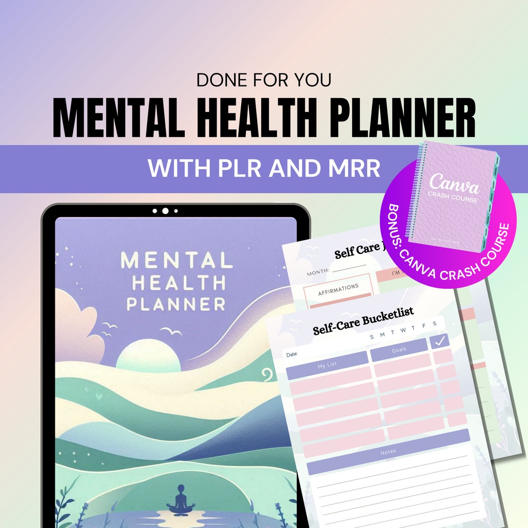 PLR Mental Health Planner With Master Resell Rights, Canva Template, Printable Mental Health ...