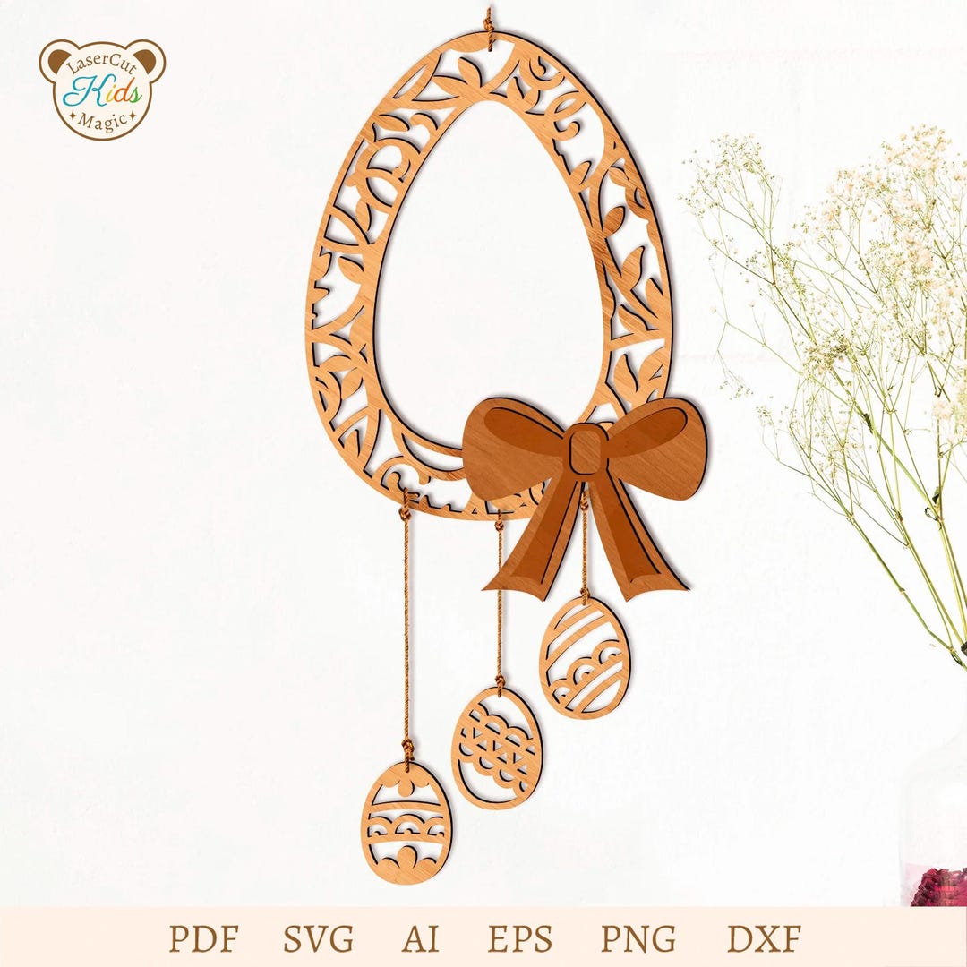 Easter Egg Wall Decor: Hanging Egg Panel Template for Easter, Laser-cut ...