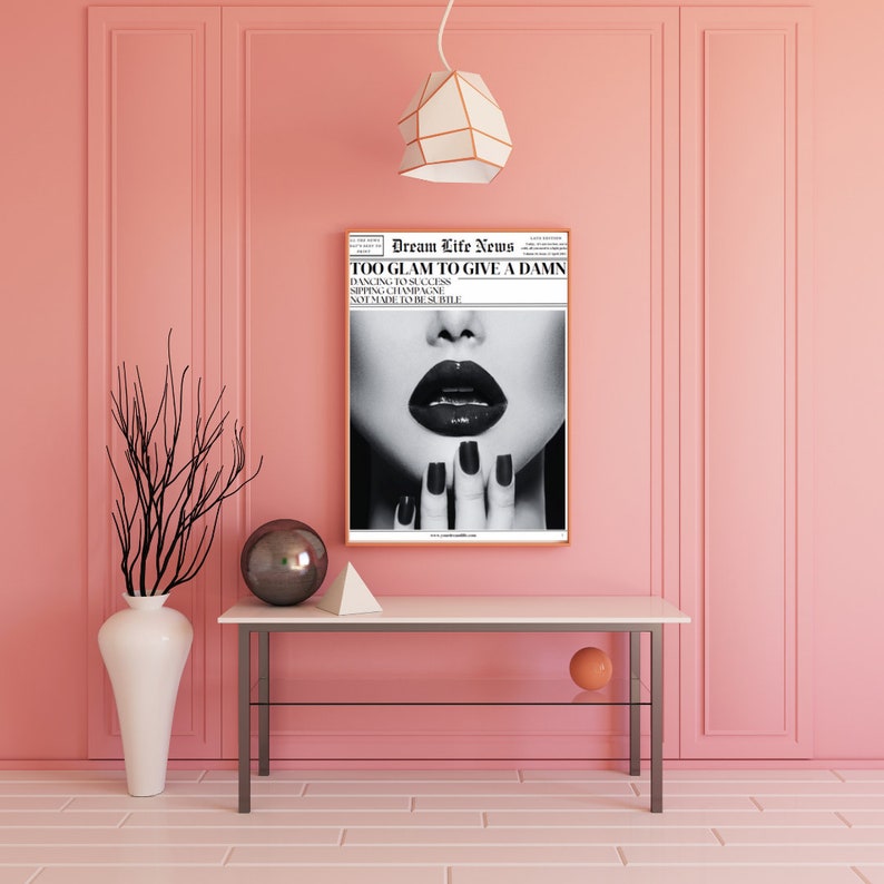 Too Glam to Give A Damn Digital Wall Art Beauty Decor Printable Digital ...