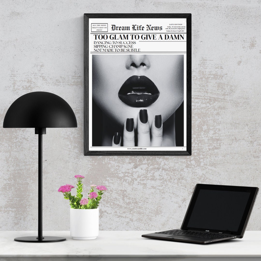 Too Glam to Give A Damn Digital Wall Art Beauty Decor Printable Digital ...