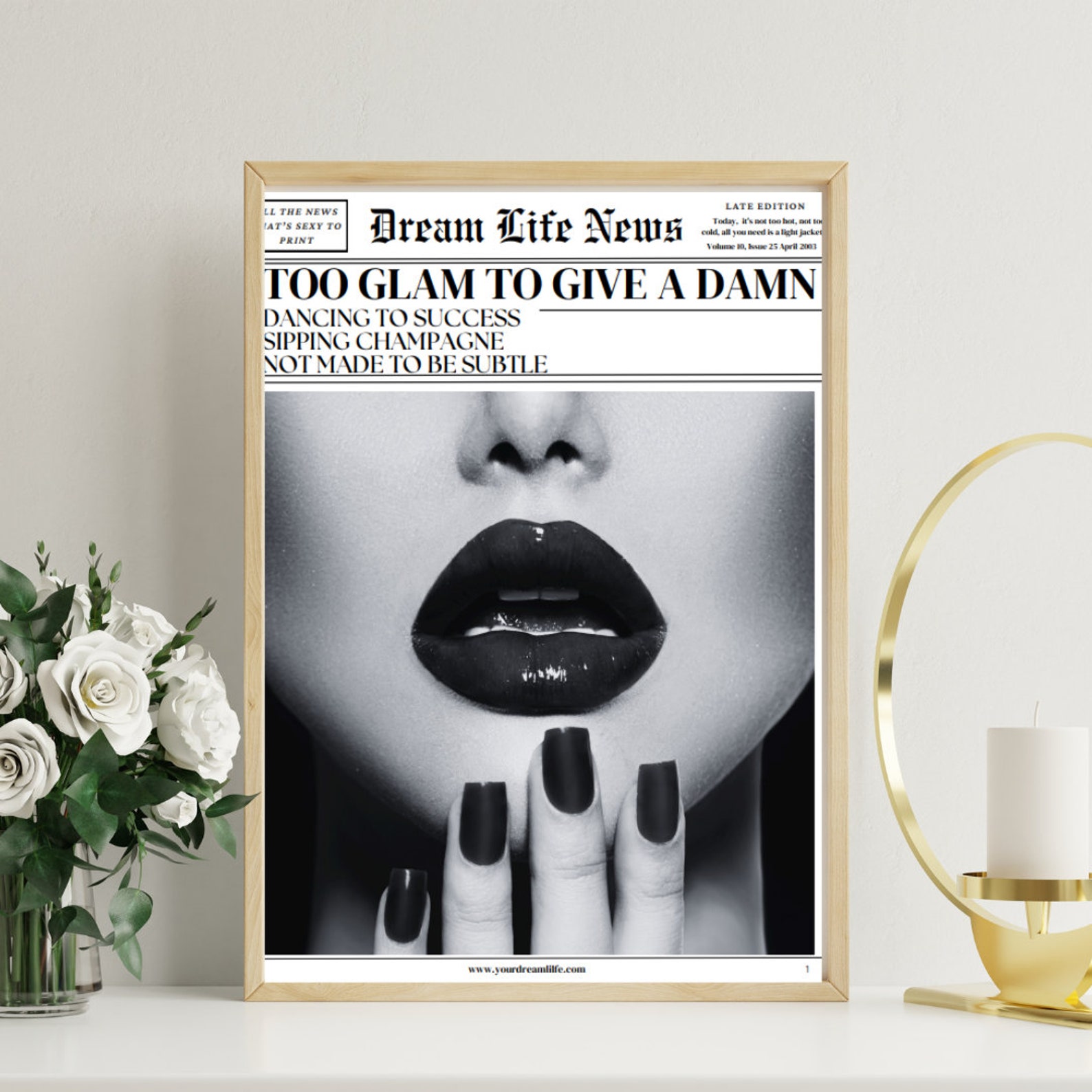 Too Glam to Give A Damn Digital Wall Art Beauty Decor Printable Digital ...