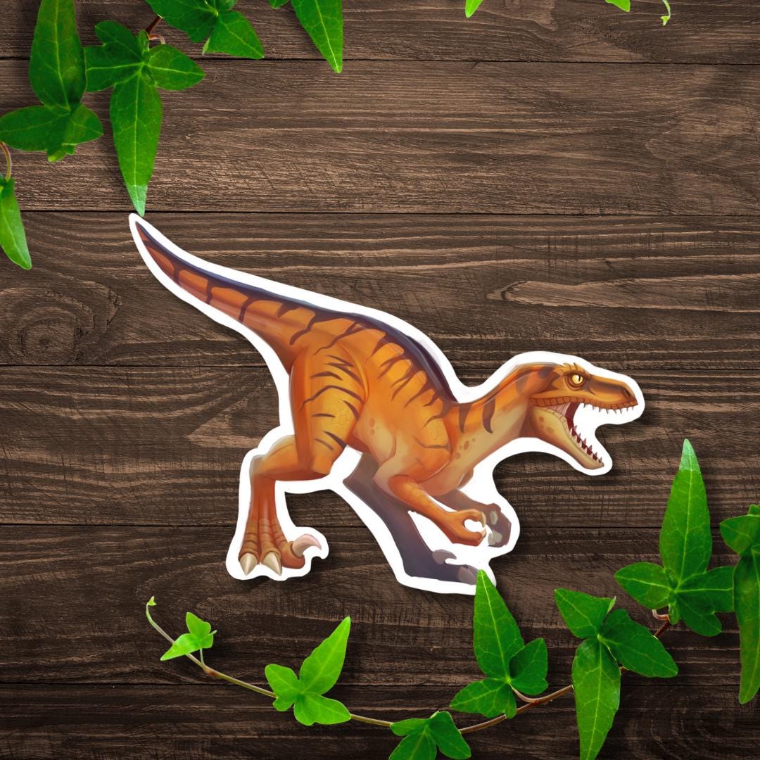 Orange Velociraptor Vinyl Matte Dicut Sticker, Water/scratch Resistant ...