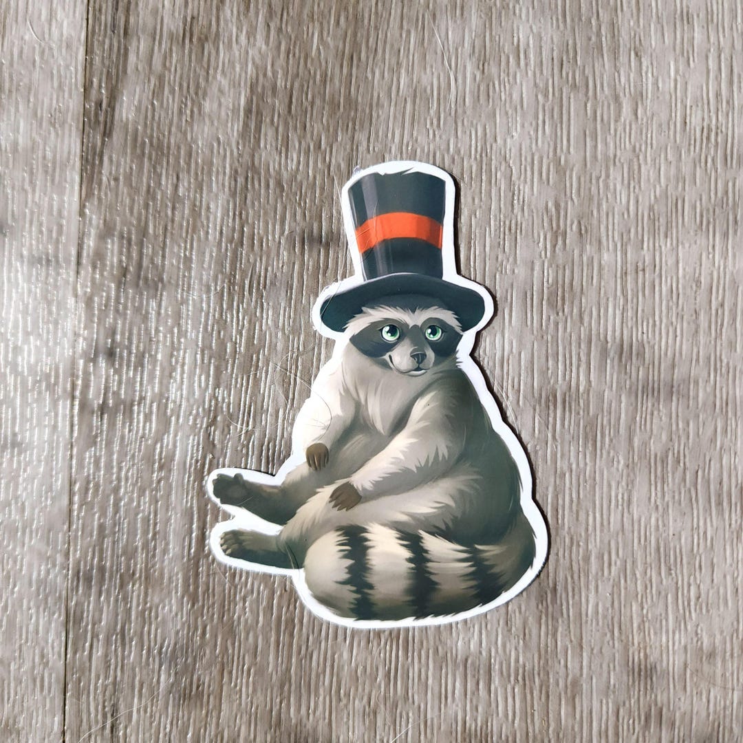 Fancy Raccoon Vinyl Sticker Matte Scratch Resistant Water Resistant ...