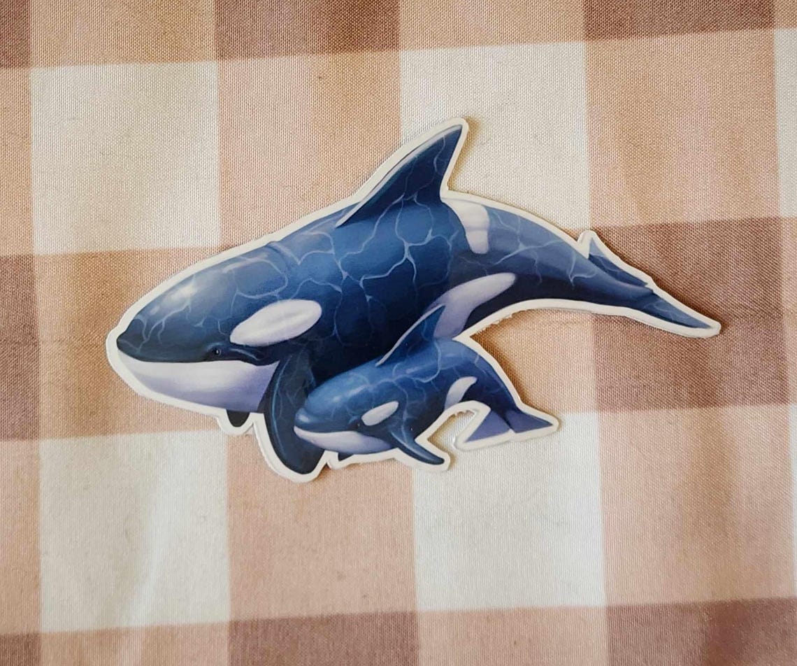 Mother and Baby Orca Sticker Water Resistant Matte - Etsy