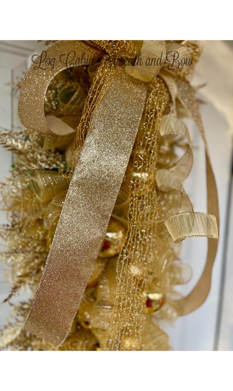 Elegant Extra-large Gold Glittery Swag Holiday Door Decor With Gold ...