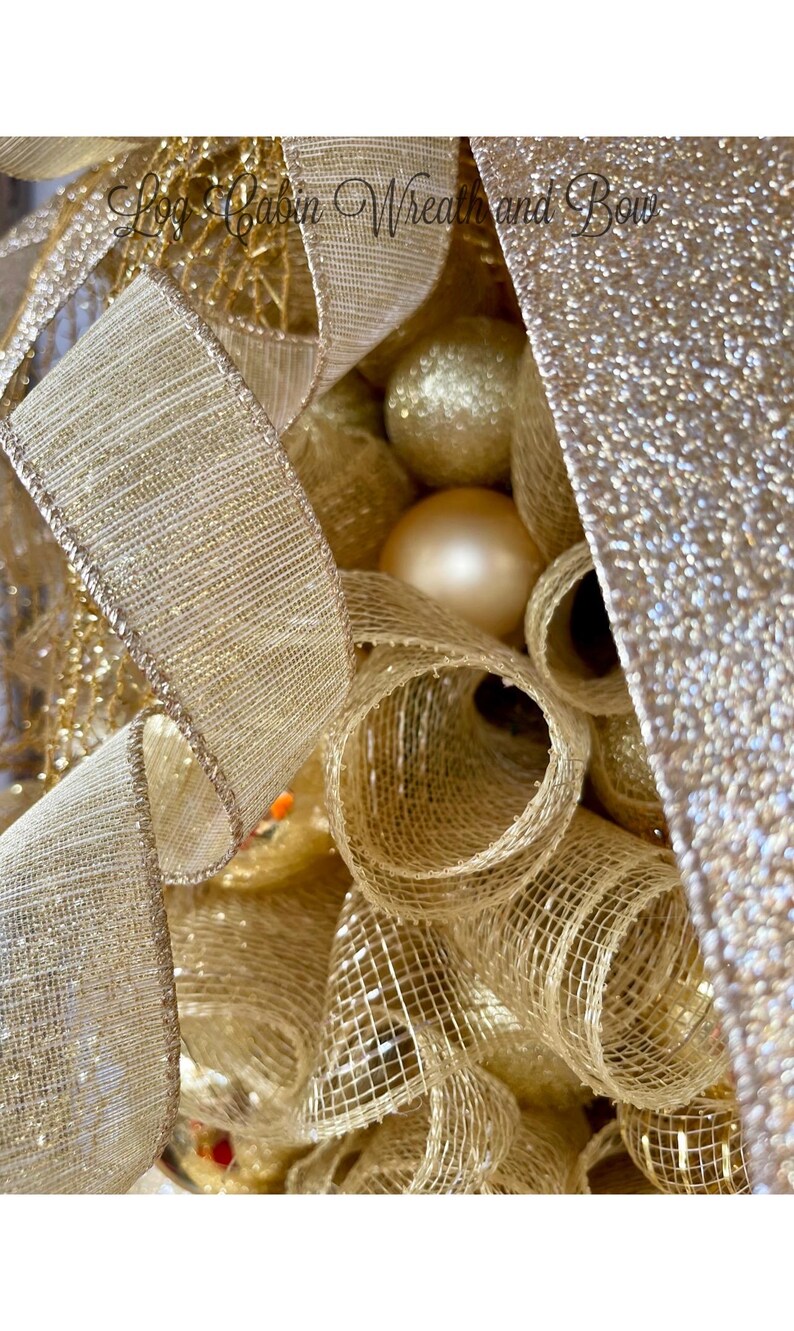 Elegant Extra-large Gold Glittery Swag Holiday Door Decor With Gold ...