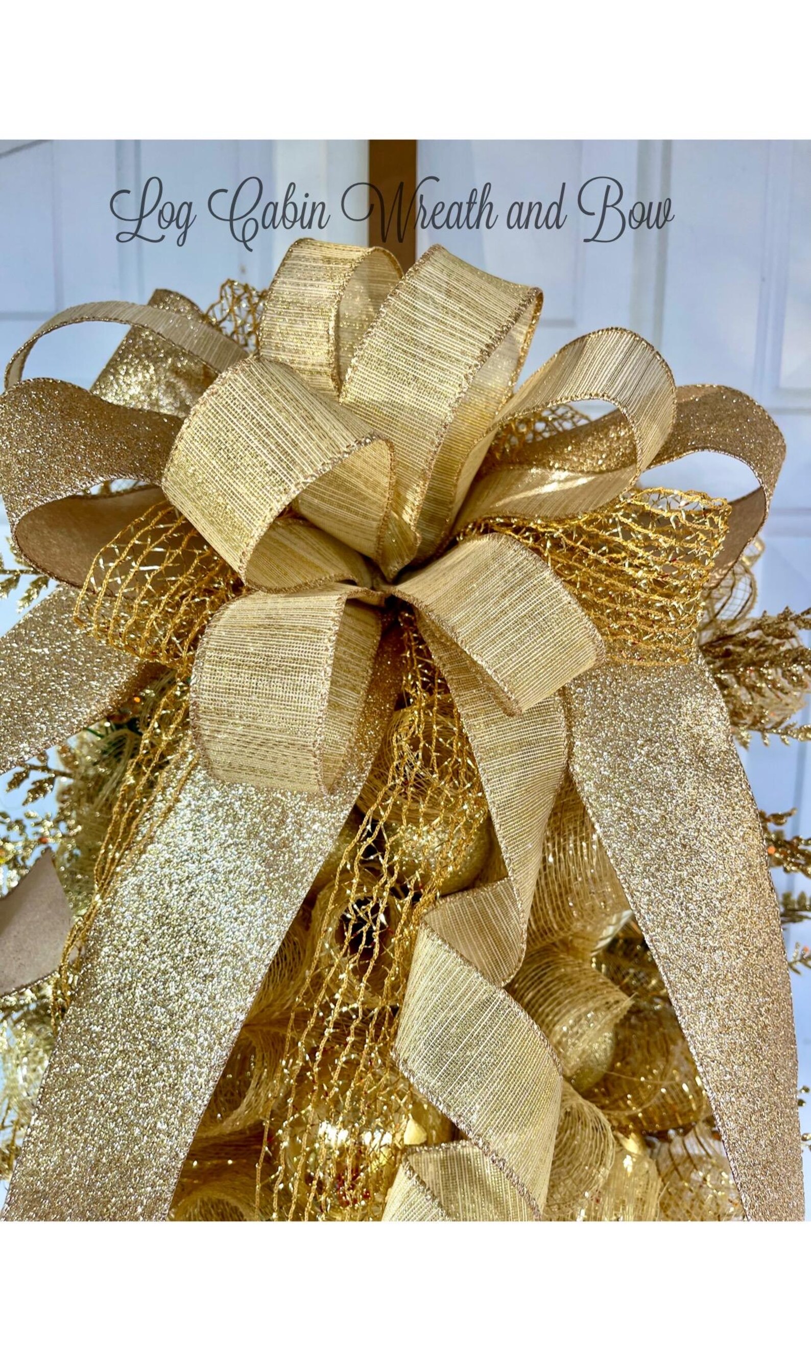 Elegant Extra-large Gold Glittery Swag Holiday Door Decor With Gold ...