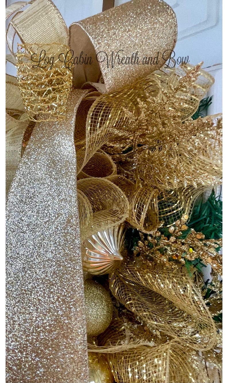 Elegant Extra-large Gold Glittery Swag Holiday Door Decor With Gold ...