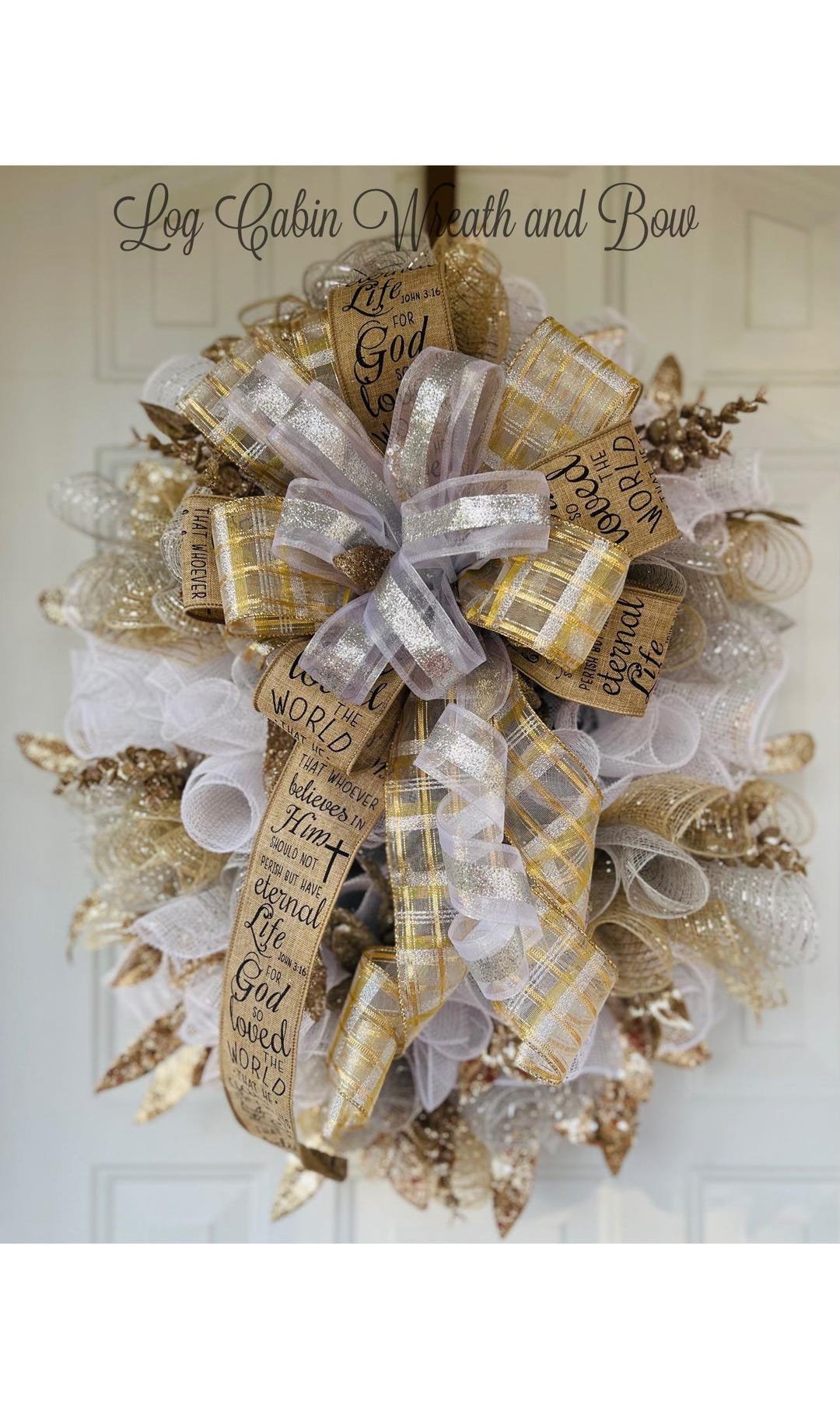Elegant Evergreen Wreath With Bible Verse Ribbon, Glitter Accents ...