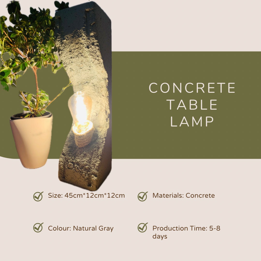 Concrete Table Lamp / Personalized / Concrete Home Decor / Industrial ...