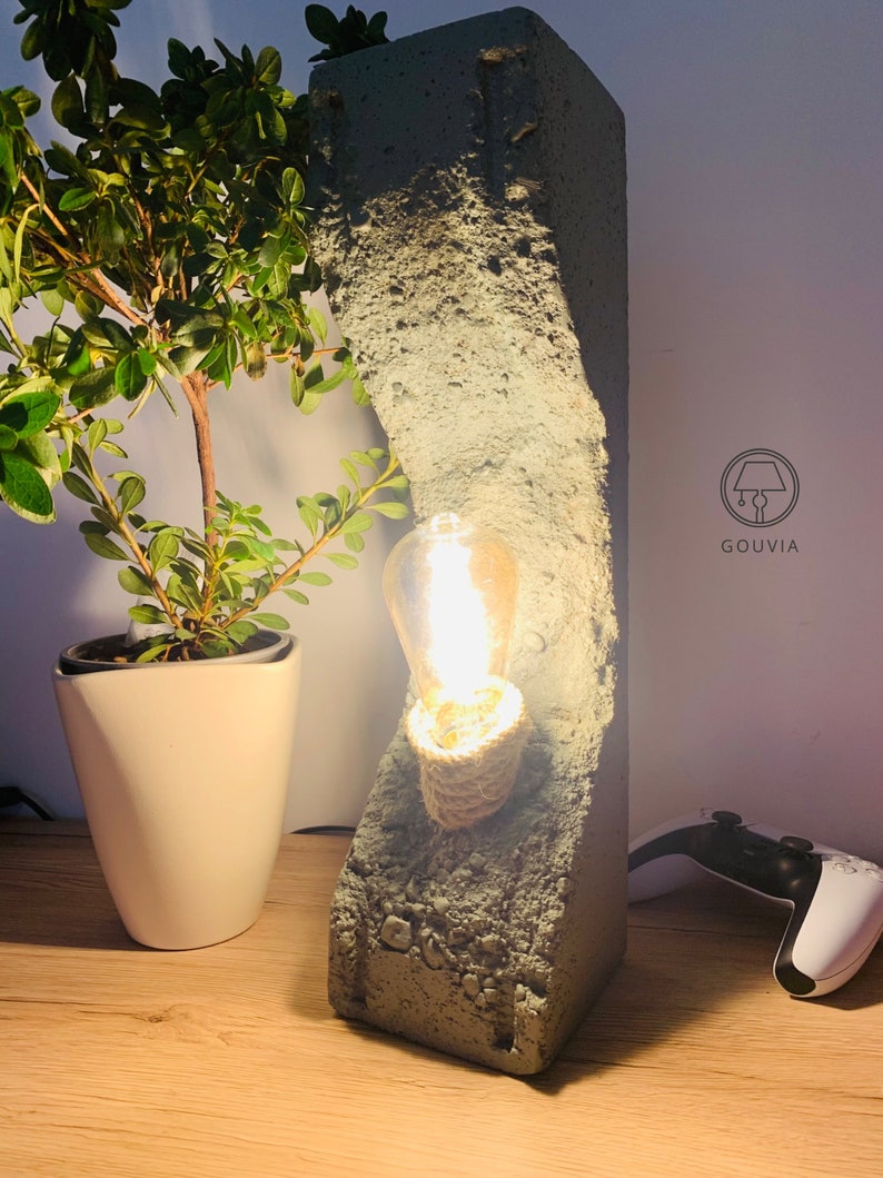 Concrete Table Lamp / Personalized / Concrete Home Decor / Industrial ...