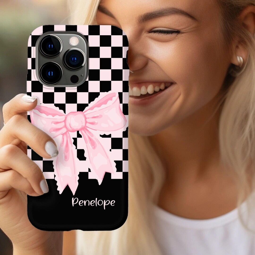 Personalized Pink Bow Coquette Phone Case 4 iPhone 16 15 14 13 12 Pro ...