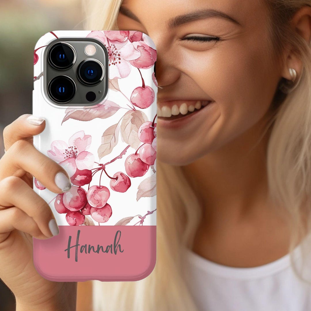 Personalized Cherry Blossom Coquette Phone Case iPhone 16 15 14 13 12 ...