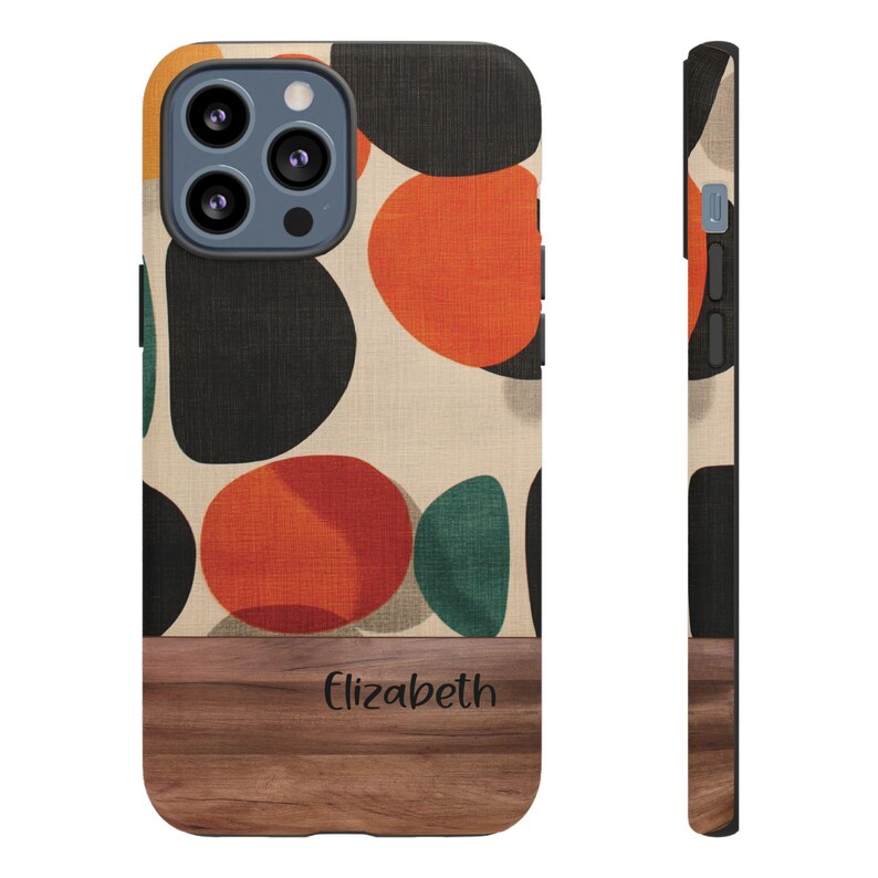 Personalized Mid-century Modern Phone Case 4 iPhone 16 15 14 13 12 Pro ...