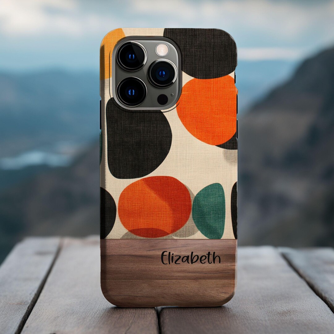 Personalized Mid-century Modern Phone Case 4 iPhone 16 15 14 13 12 Pro ...