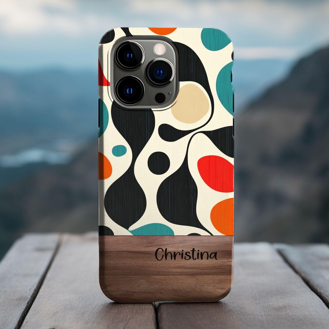 Personalized Mid-century Modern Phone Case 3 iPhone 16 15 14 13 12 Pro ...