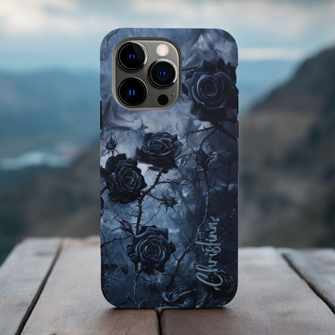 Custom Dark Academia Gothic Rose Phone Case iPhone 16 15 14 13 12 Pro Max Plus Mini XR XS Galaxy ...
