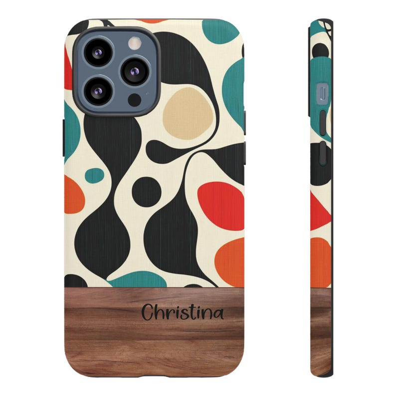 Personalized Mid-century Modern Phone Case 3 iPhone 16 15 14 13 12 Pro ...