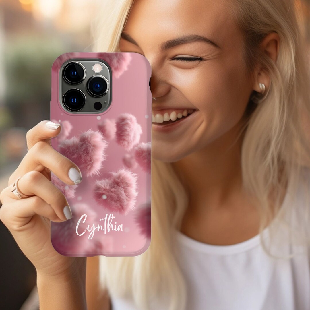 Personalized Coquette Pink Hearts Phone Case iPhone 16 15 14 13 12 Pro ...