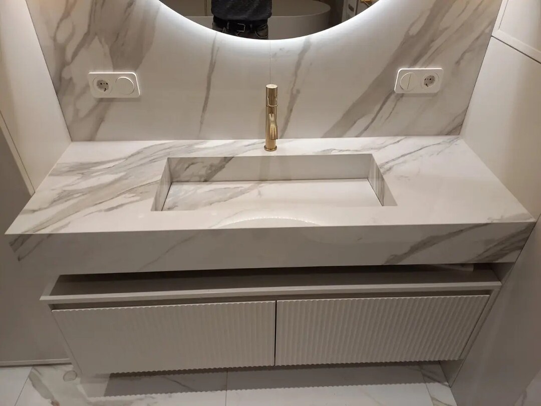 Integrated Bathroom Sink, Ceramic Washstand, Marble Sink, Counter Top ...