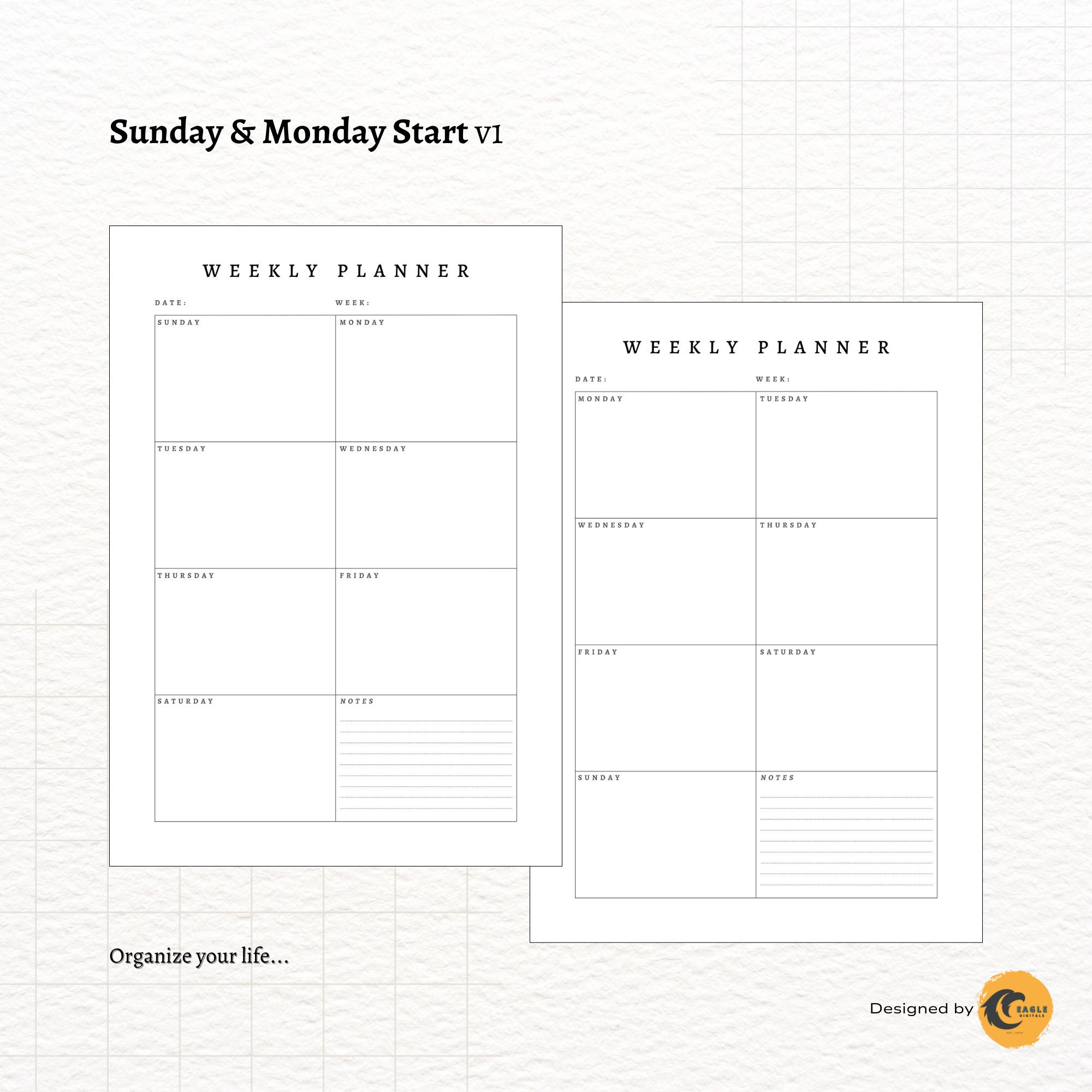 Printable & Digital Weekly Planner Templates - Etsy