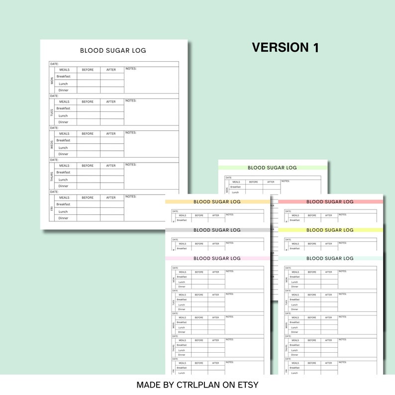 Blood Sugar Log Printable Template,diabetic,blood Glucose Tracker ...