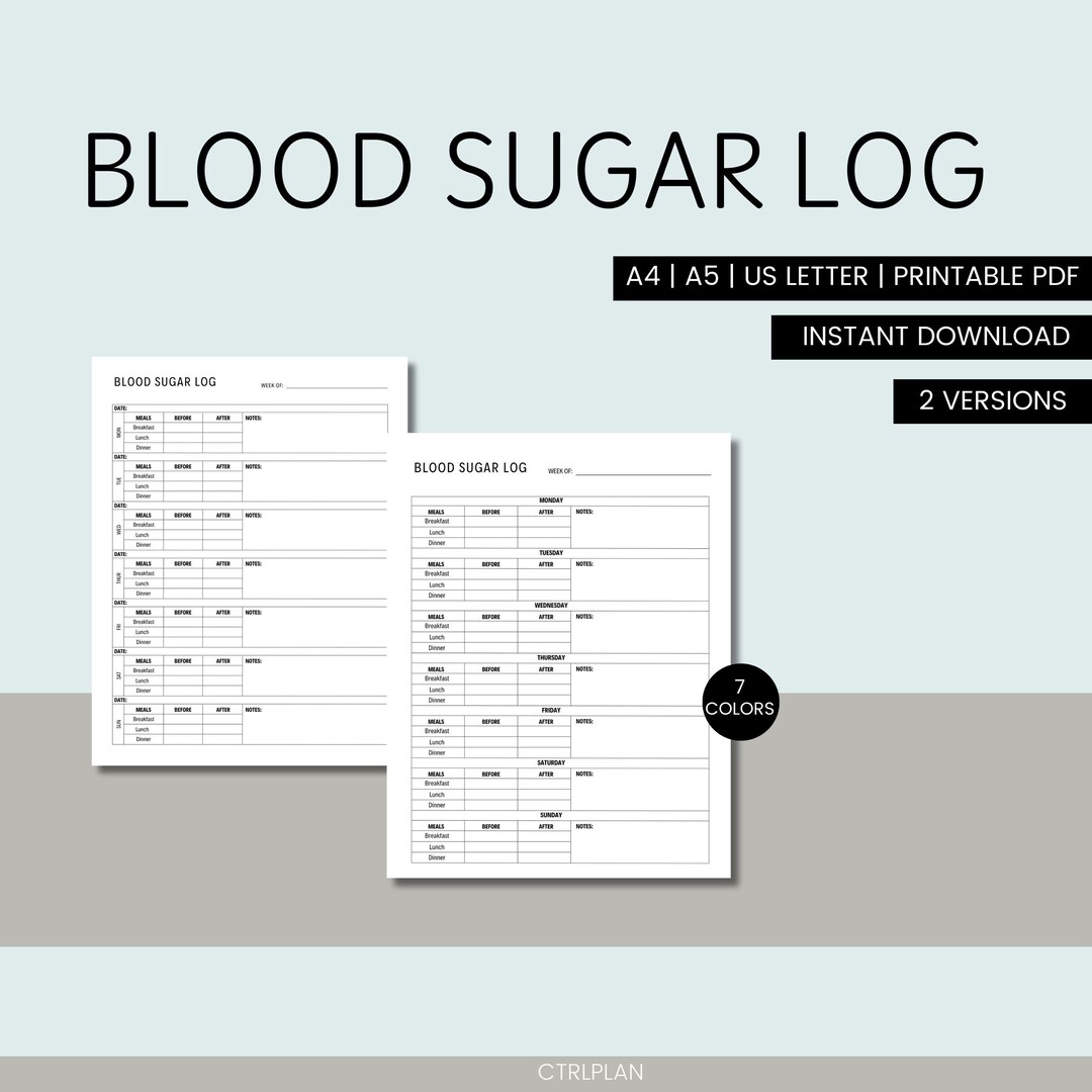 Blood Sugar Tracker Printable,diabetic,blood Glucose Tracker, Diabetic ...