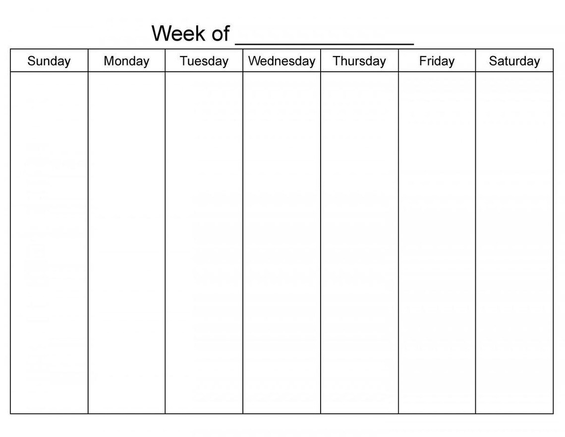 Sunday Through Saturday Weekly Planner - Etsy