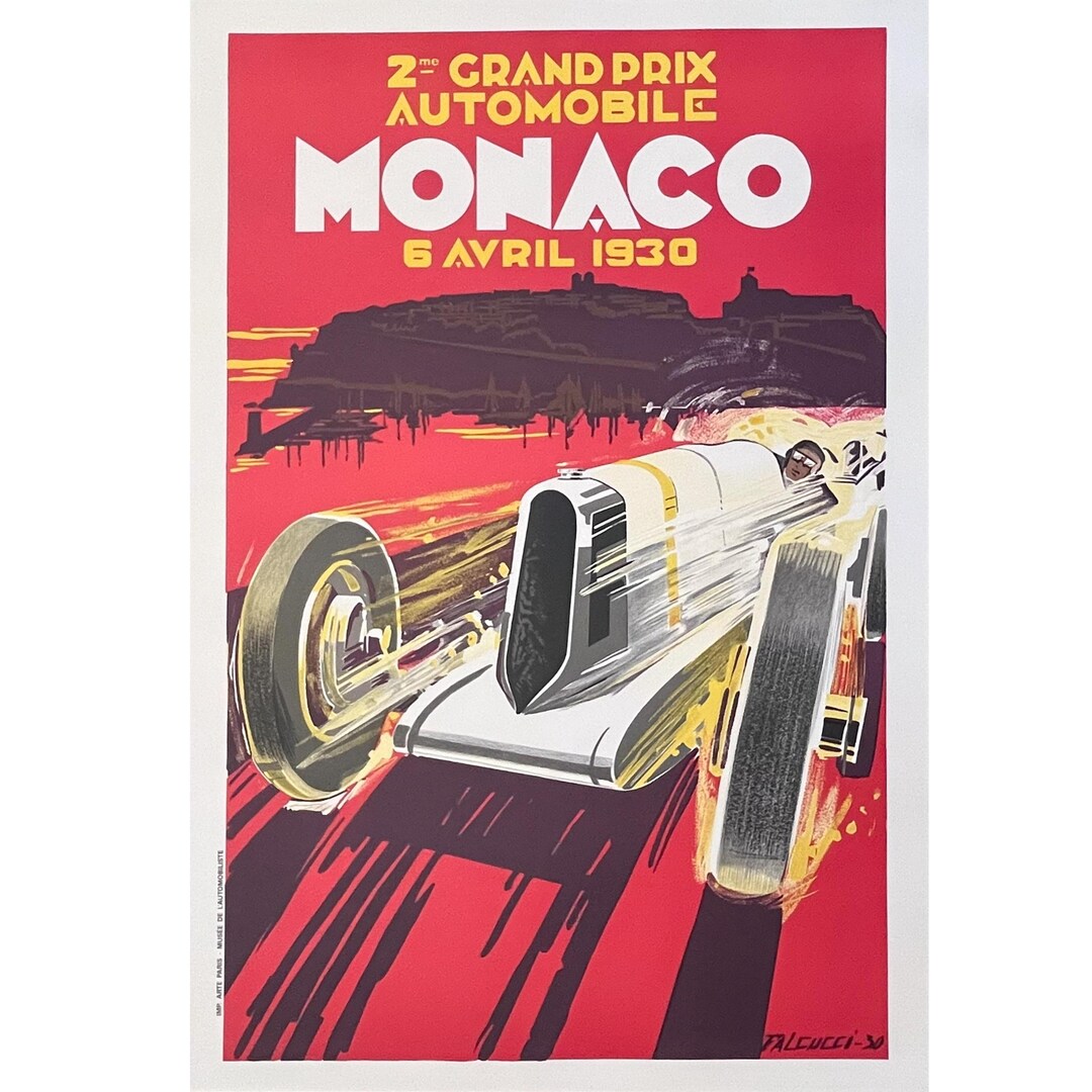 Vintage 1930 Monaco Grand Prix Lithograph - Original 5-color Print ...