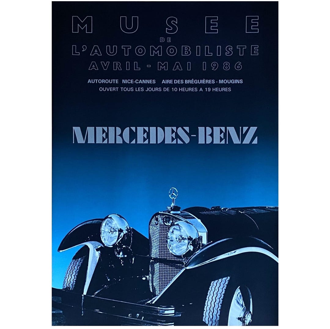 1986 MERCEDES-BENZ Exhibition Poster Vintage and Classic Cars Original ...
