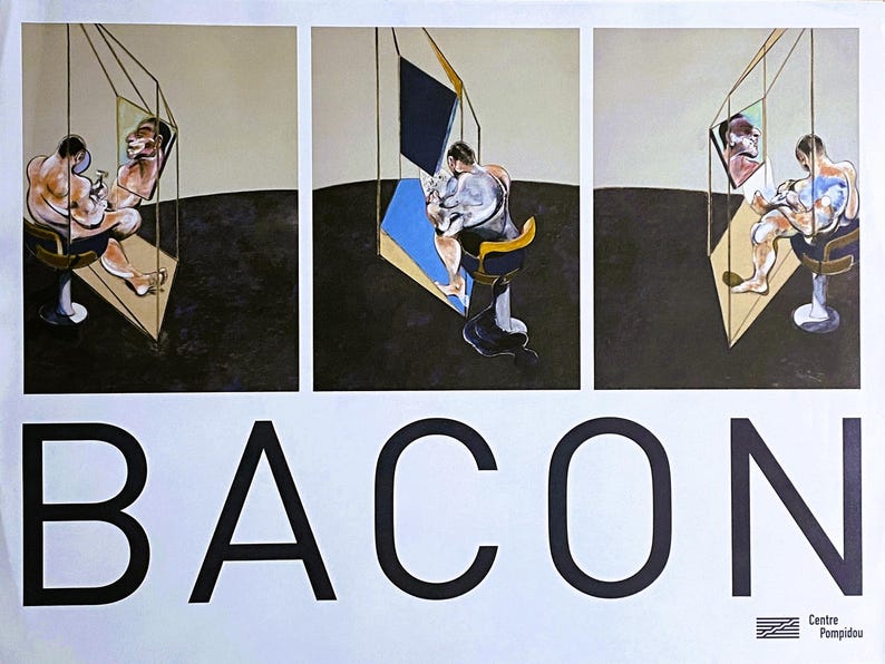 Francis BACON Exhibition Poster - Musée Pompidou, Paris - 1970 Triptych ...