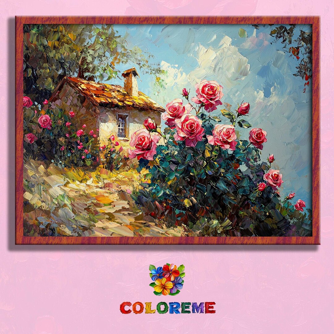 Pink Roses Digital Art | Rustic Floral Print | Nature Decor | Instant ...