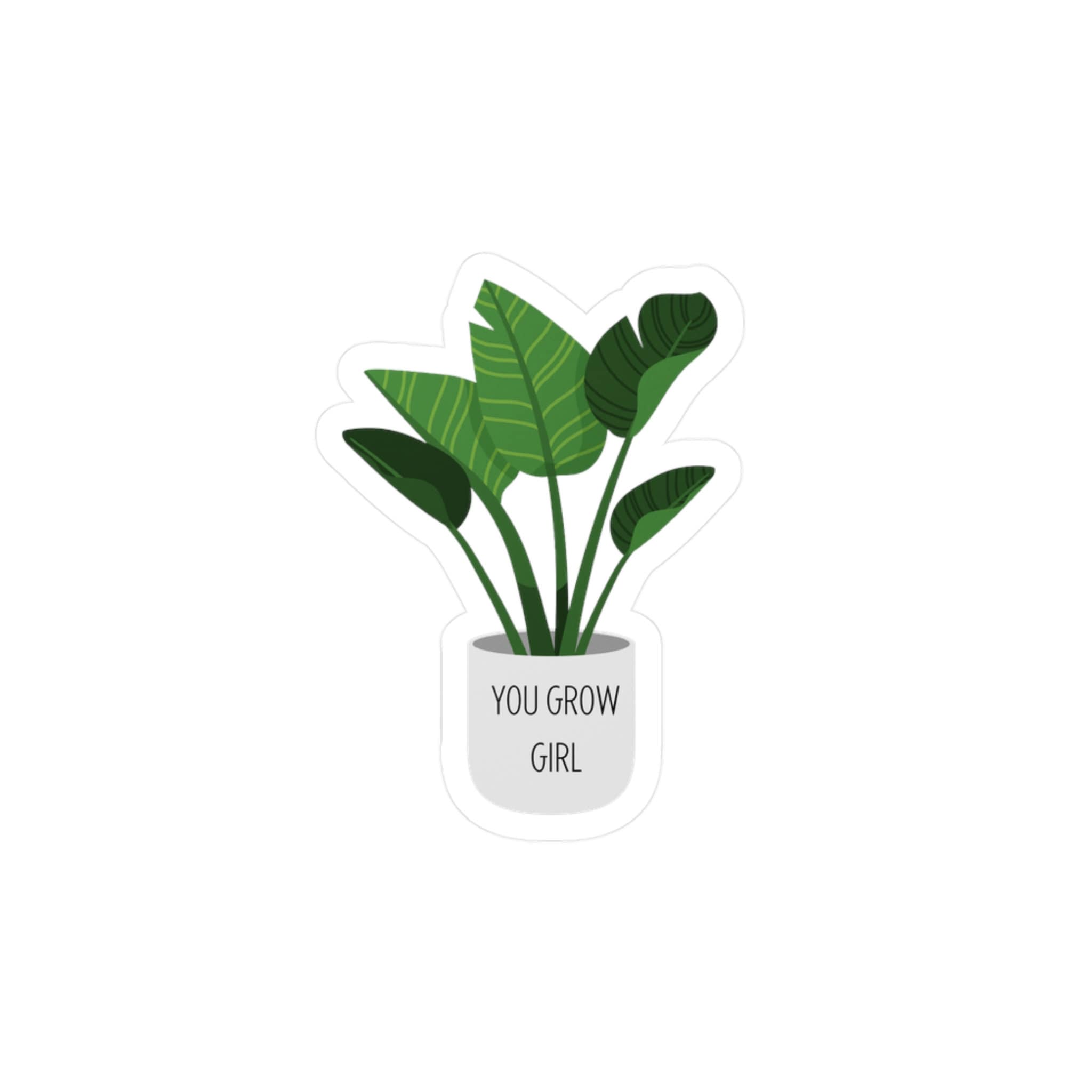 You Grow Girl Potted Plant Sticker, Vinyl Decal, Plant Life Stickers ...