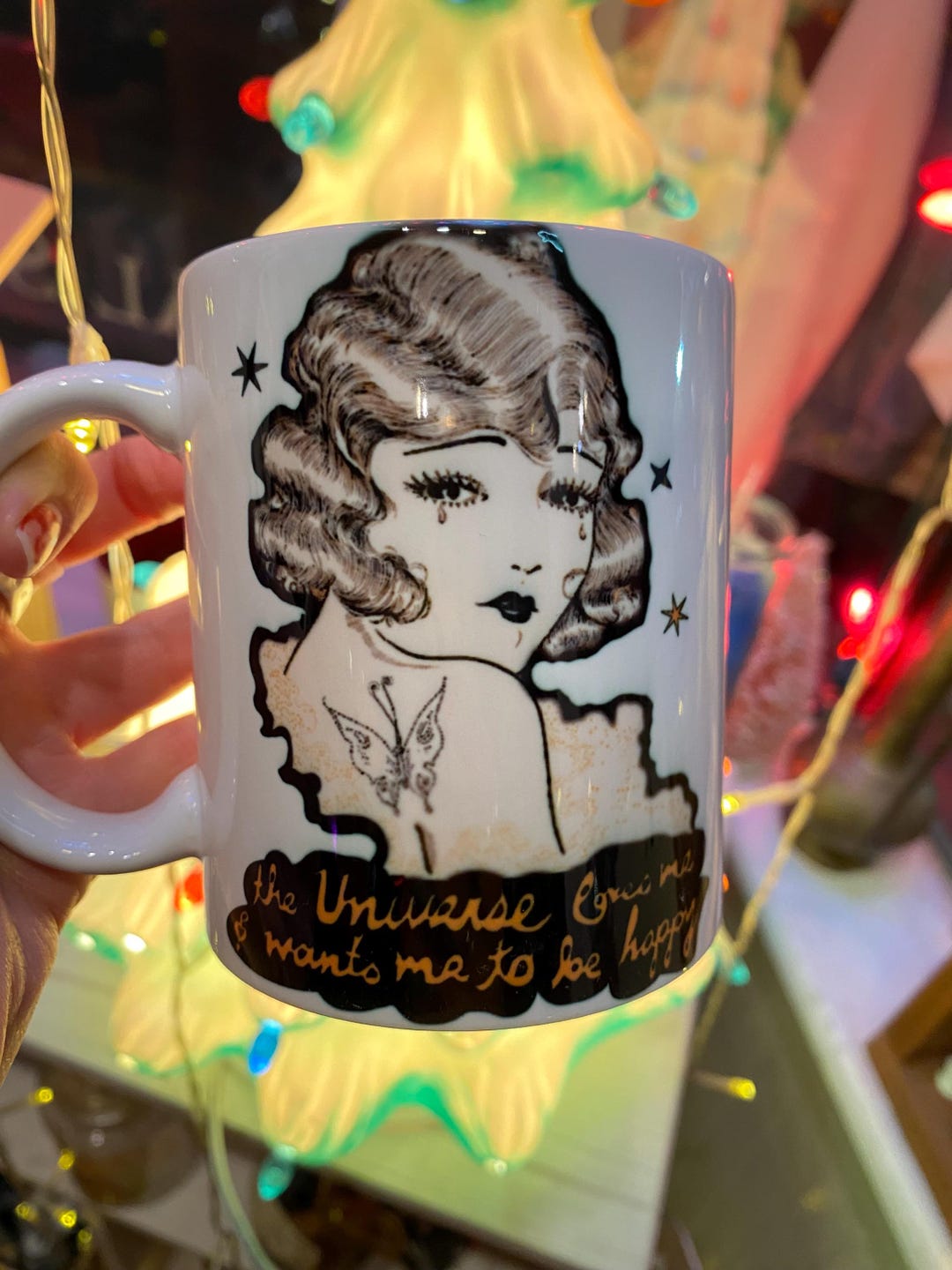 Flapper 1920s Crying Beauty Realizes the Universe Loves Her Coffee Mug ...