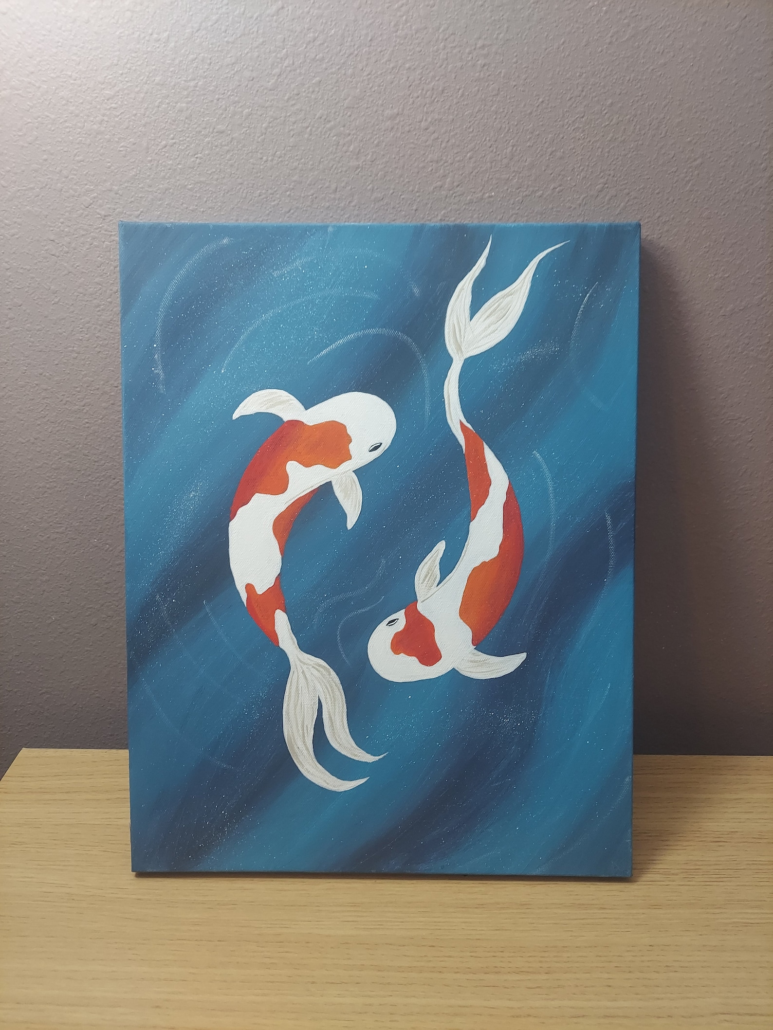 Koi Fish Canvas Painting | 14"x18" Acrylic Painting | Wall Art Decor ...