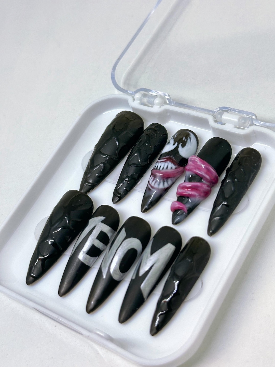 Venom Hand Crafted Press on Nails | 3D Nail Art | Marvel | the Last ...